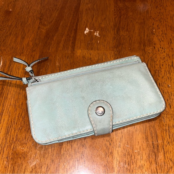 Fossil | Bags | Fossil Bluegreen Leather Wallet | Poshmark